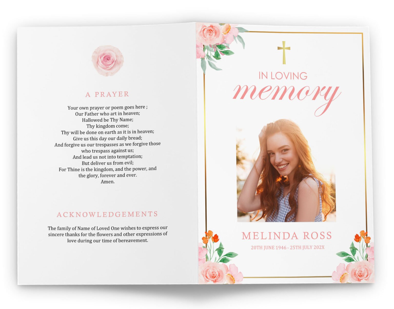 Sample Funeral Program Template To Pay Tribute To A Female.