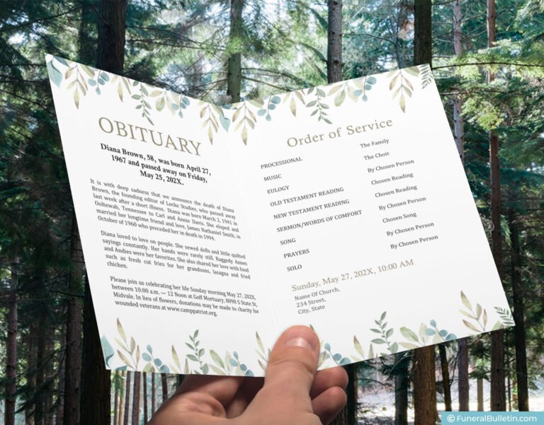 Printable Catholic Funeral Mass Program Template