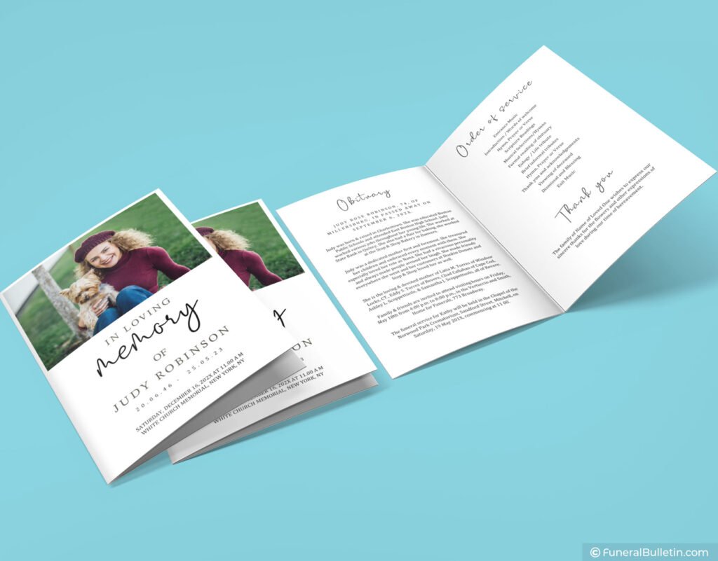 Funeral Order Of Service Template With A Clean Background