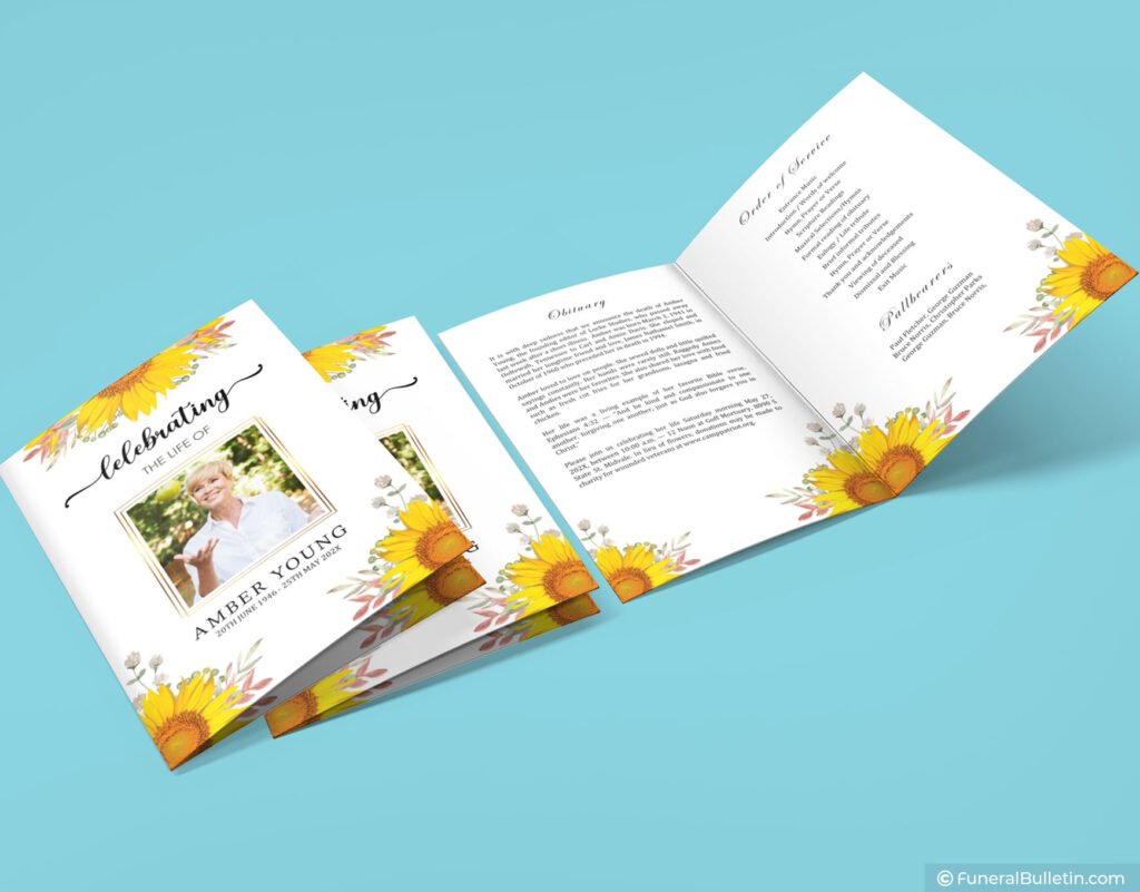 Sunflower Funeral Program Template - Celebration Of Life