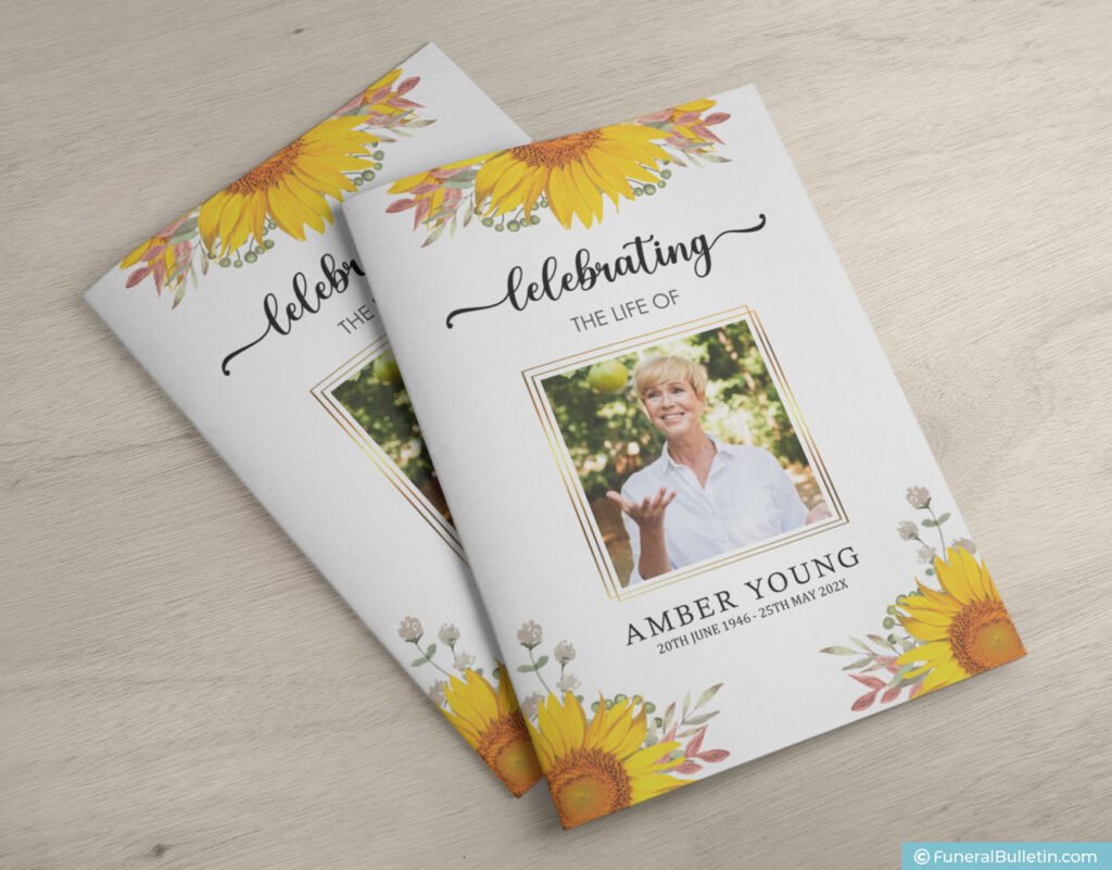 Sunflower Funeral Program Template - Celebration Of Life