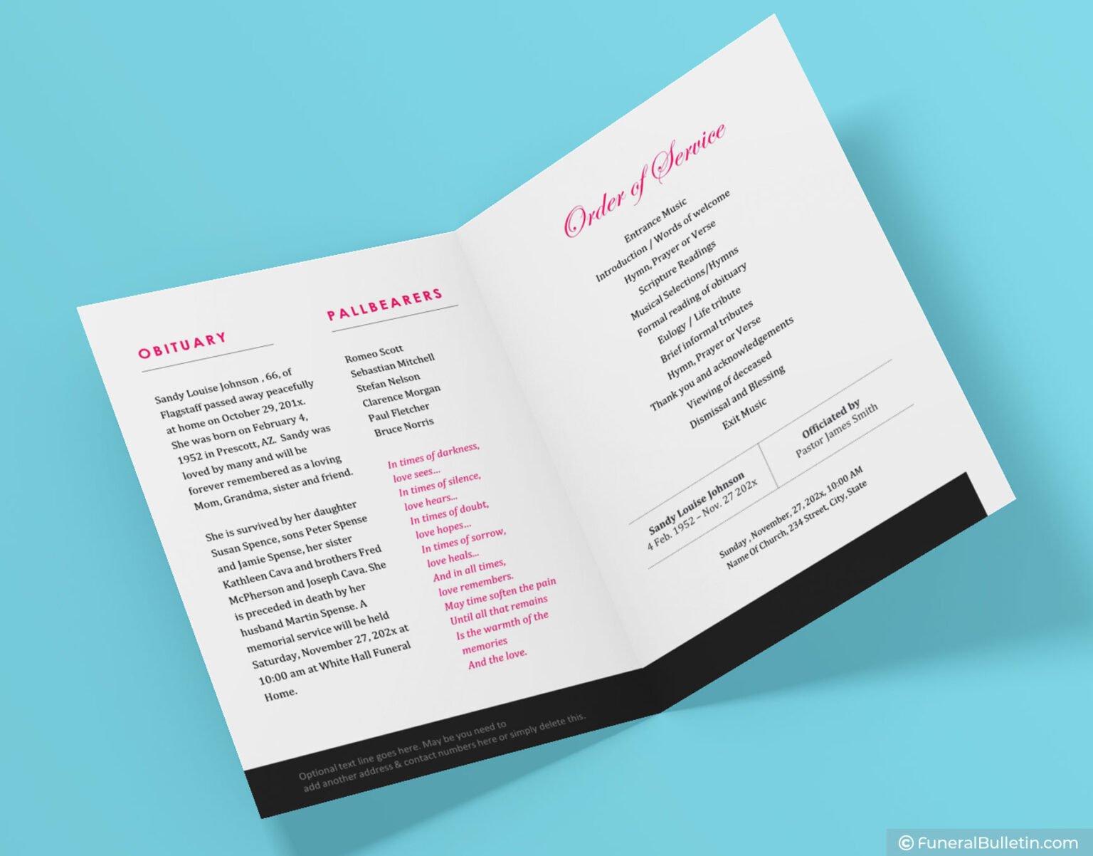 Funeral Bulletin Modern Funeral Program Template - Download