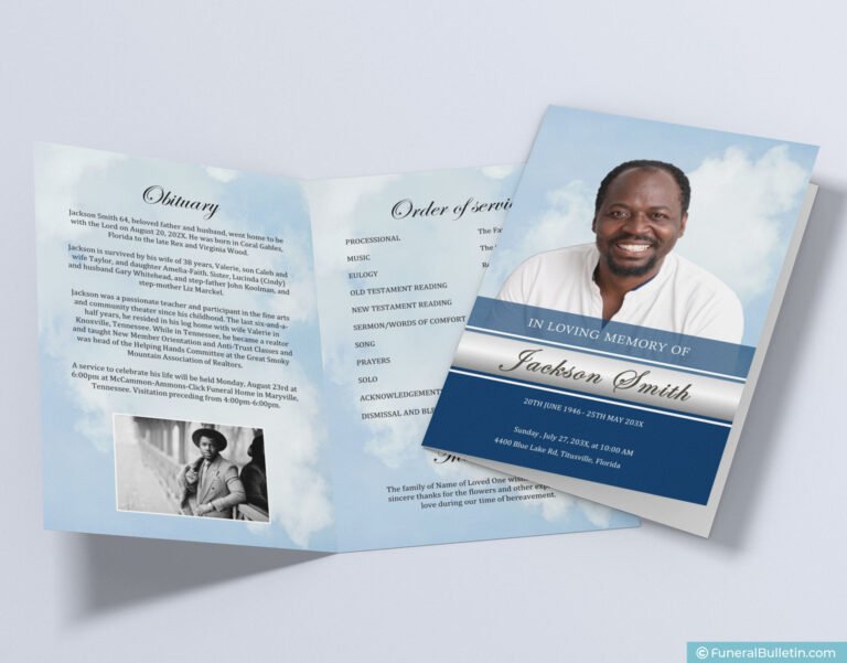 Funeral Program Template For Father, Grandfather, Or Husband