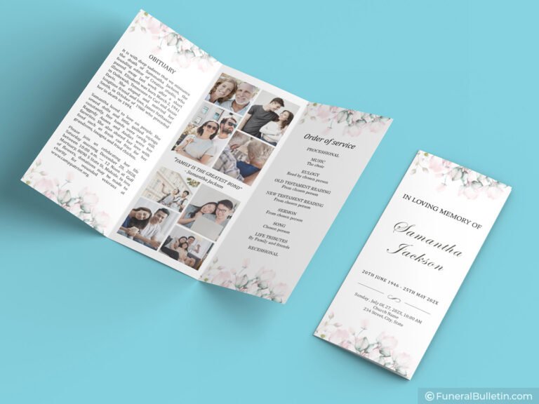 Trifold Funeral Service Program Template For A Cute Keepsake