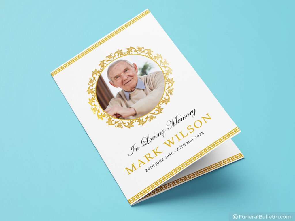 Funeral Service Program Booklet With Gold Photo Frame