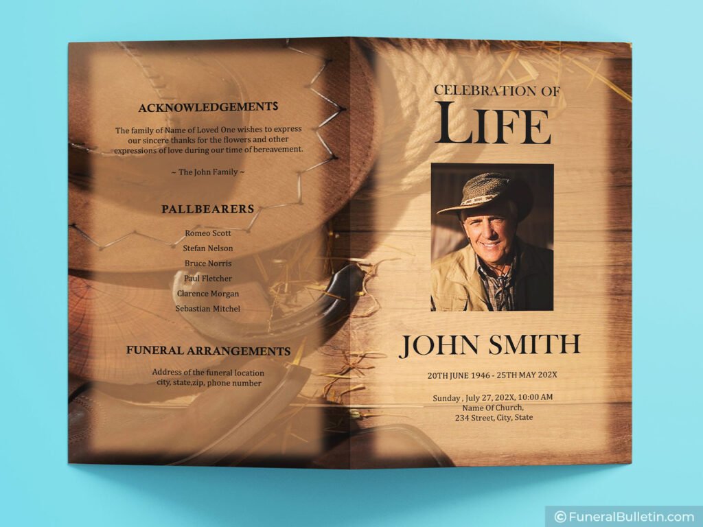 Cowboy Hat Funeral Program Template - Rustic & Heartfelt