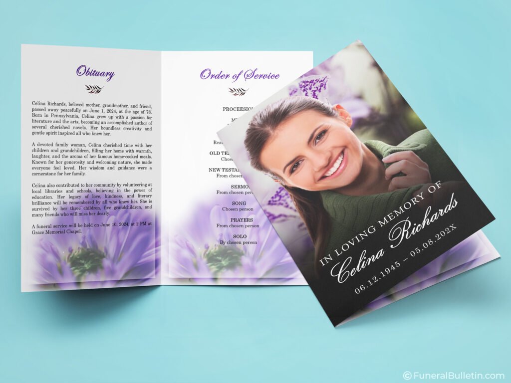 Elegant Funeral Service Flyer Template With Full-Size Photo