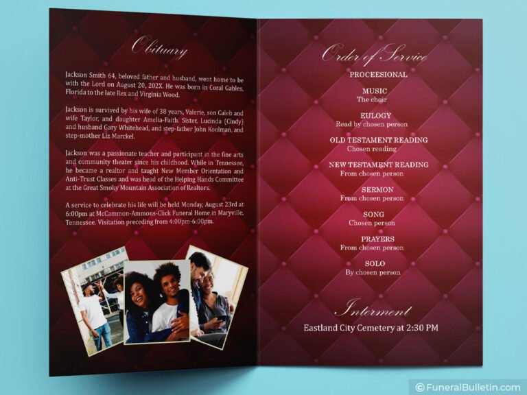 Celebration Of Life Background With Burgundy Roses Design