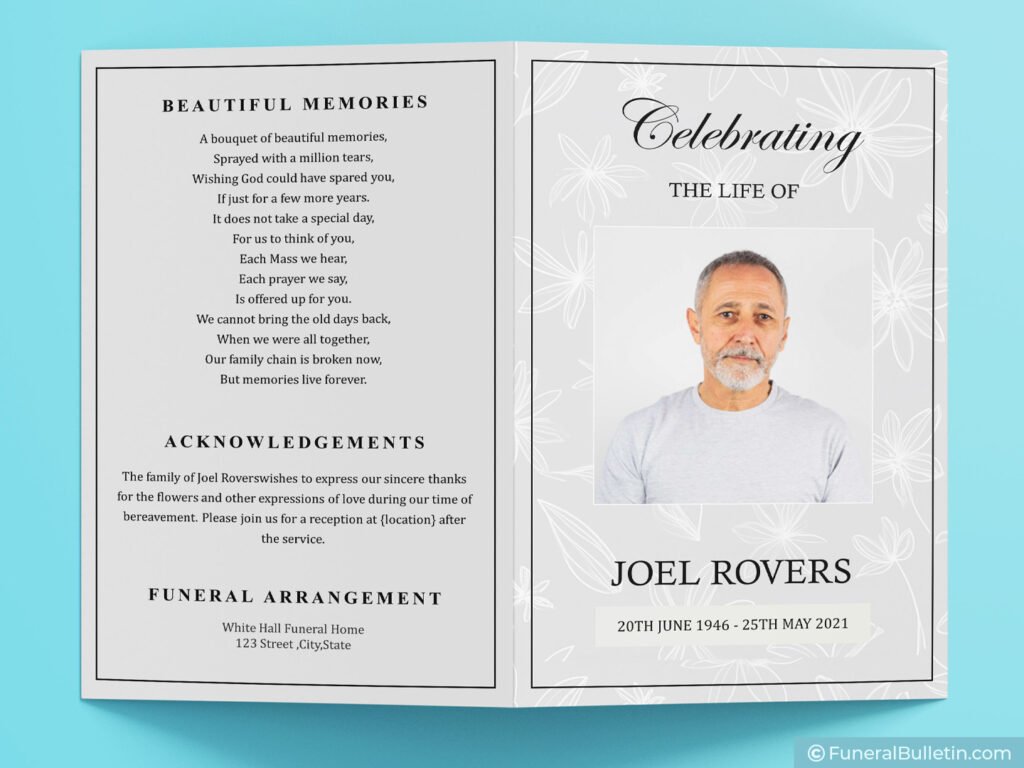 Printable Funeral Brochure Template +Floral Funeral Pamphlet