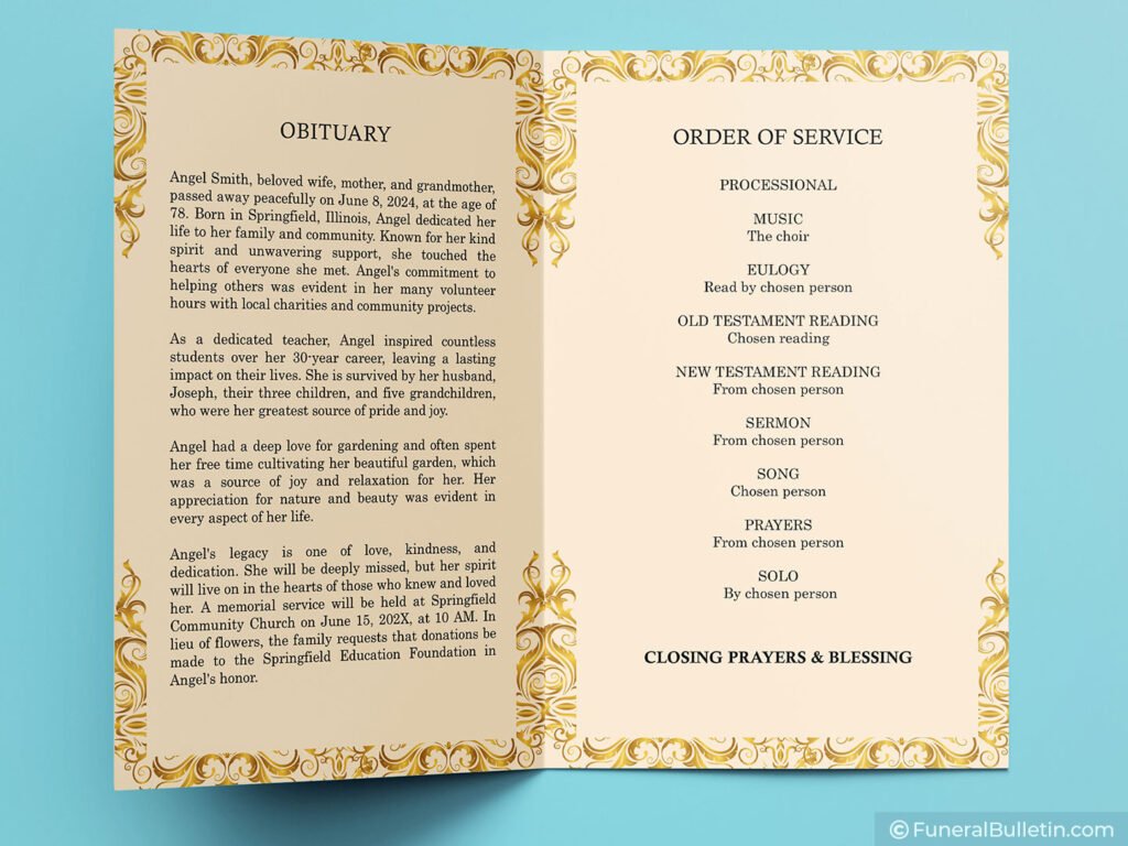 Funeral Announcement Sample Template – Printable Memorial