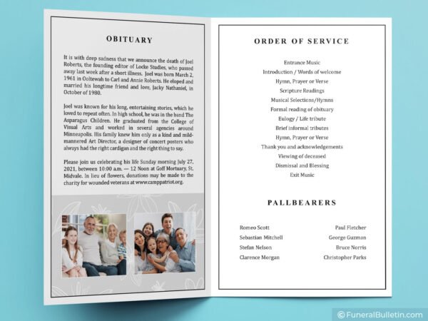 Printable Funeral Brochure Template +Floral Funeral Pamphlet